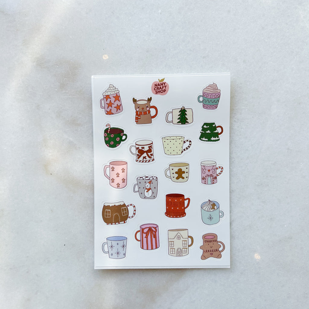 Planche de stickers - Tasses de Noël – Little Liamone
